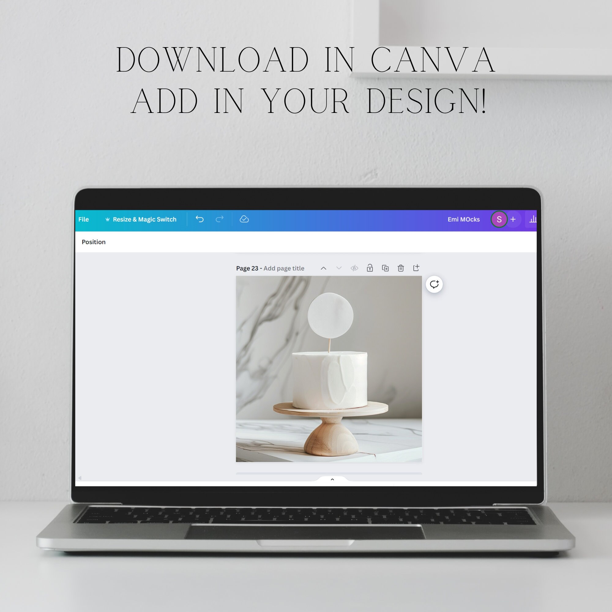 Cake Topper Mockup - Cake Topper - Cake Mock up - Minimalist Cake ...