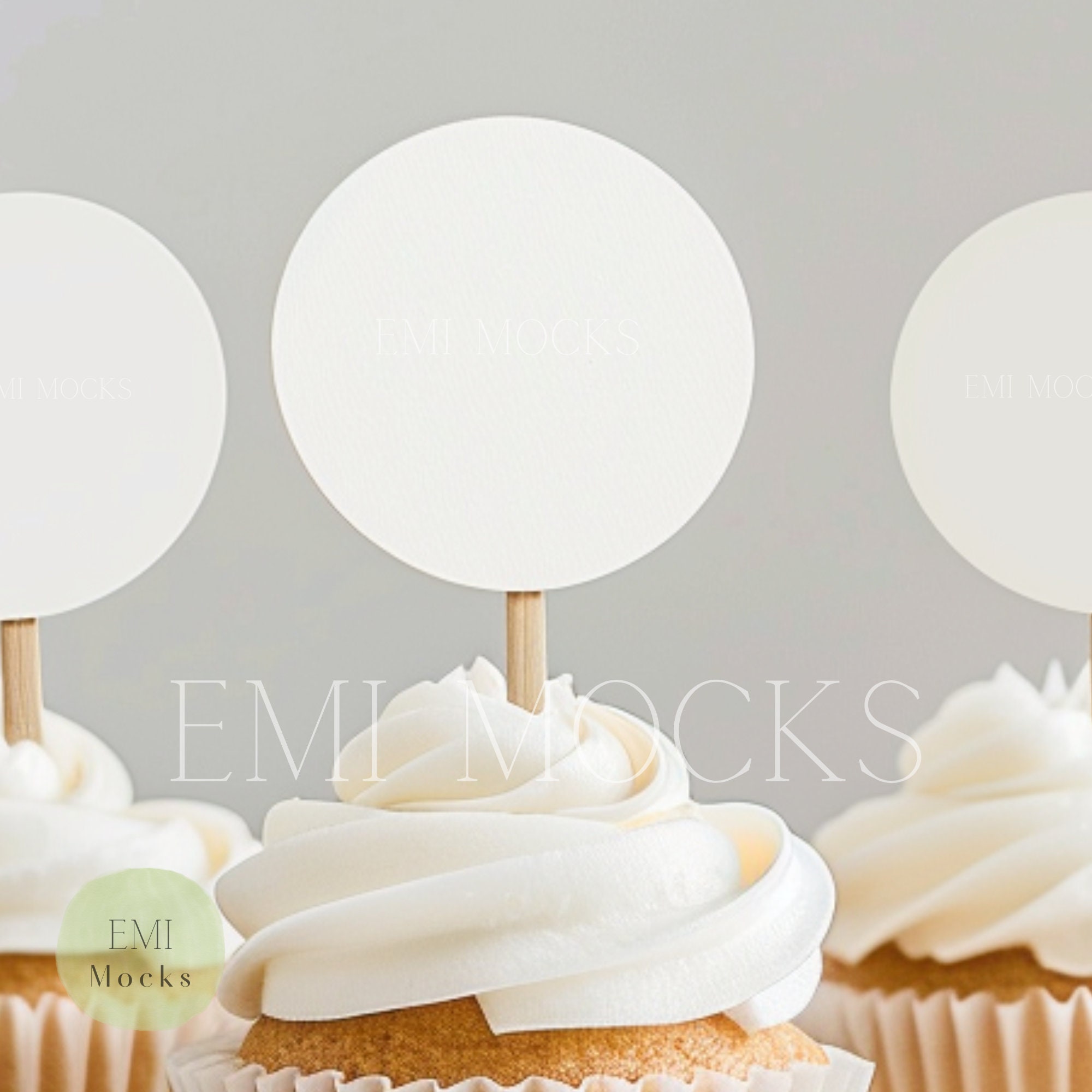 3 Cupcake Topper Mockup - Cupcake Mockup - Topper Mockup - Circle ...