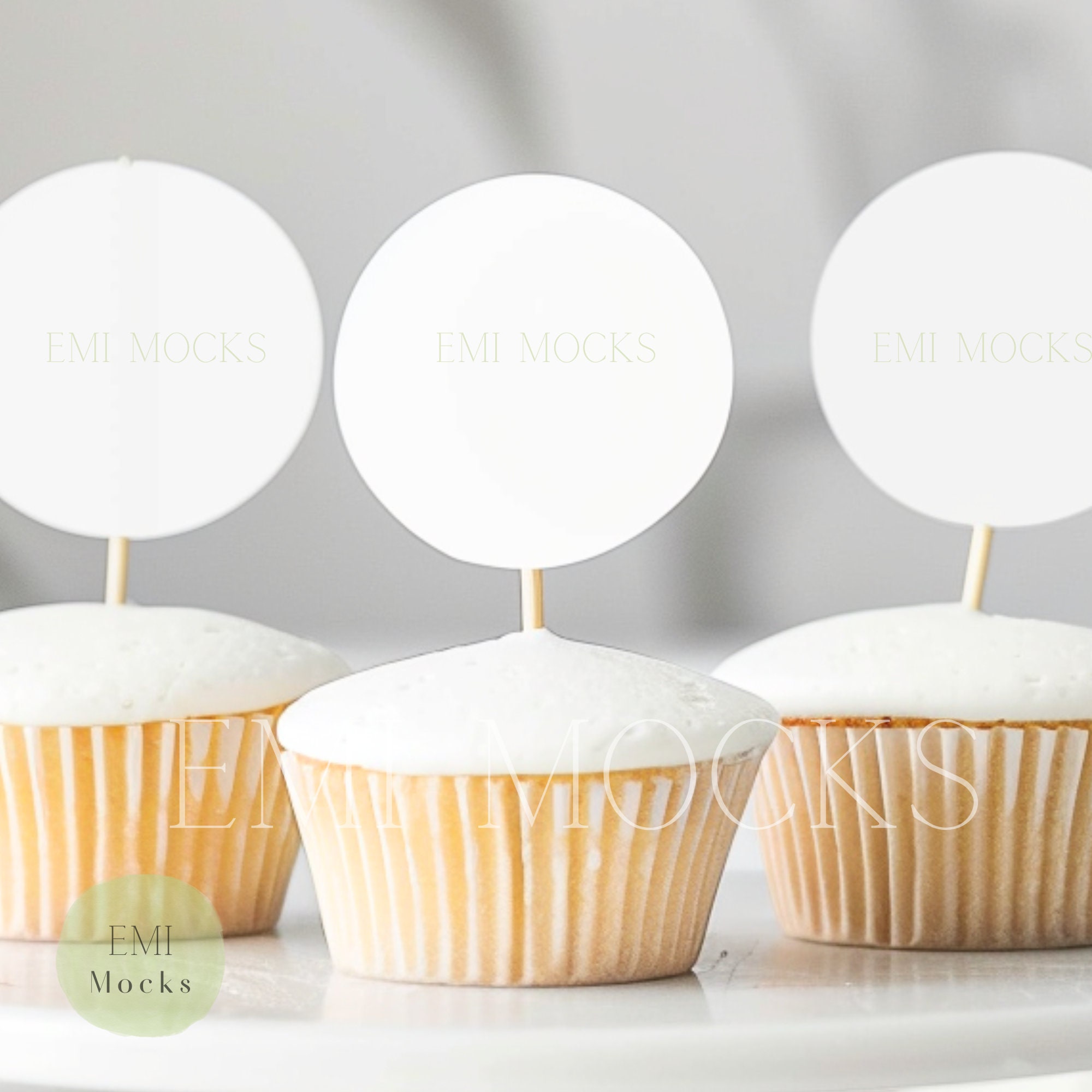 3 Cupcake Topper Mockup - Cupcake Mockup - Topper Mockup - Circle ...