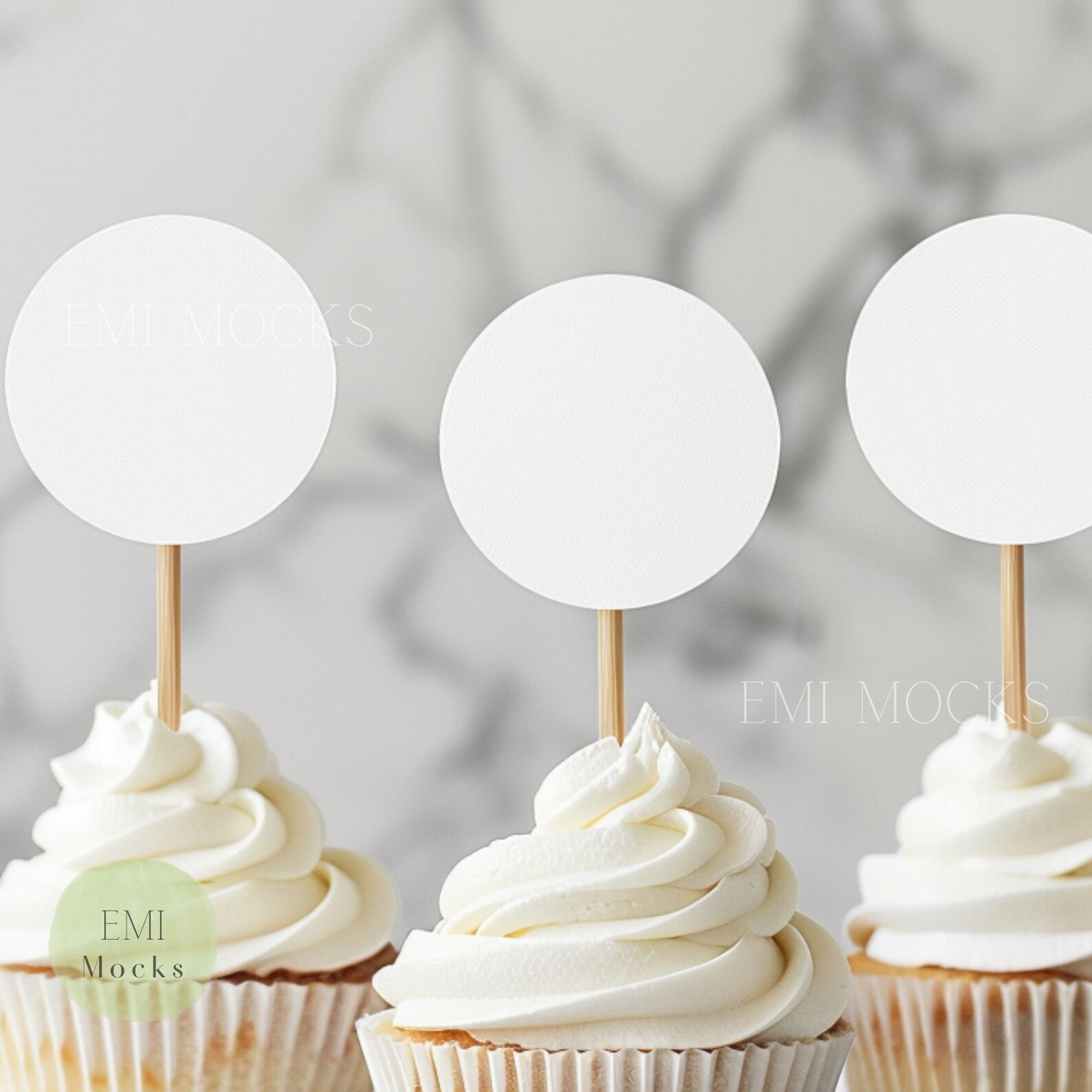 3 Cupcake Topper Mockup - Cupcake Mockup - Topper Mockup - Circle ...