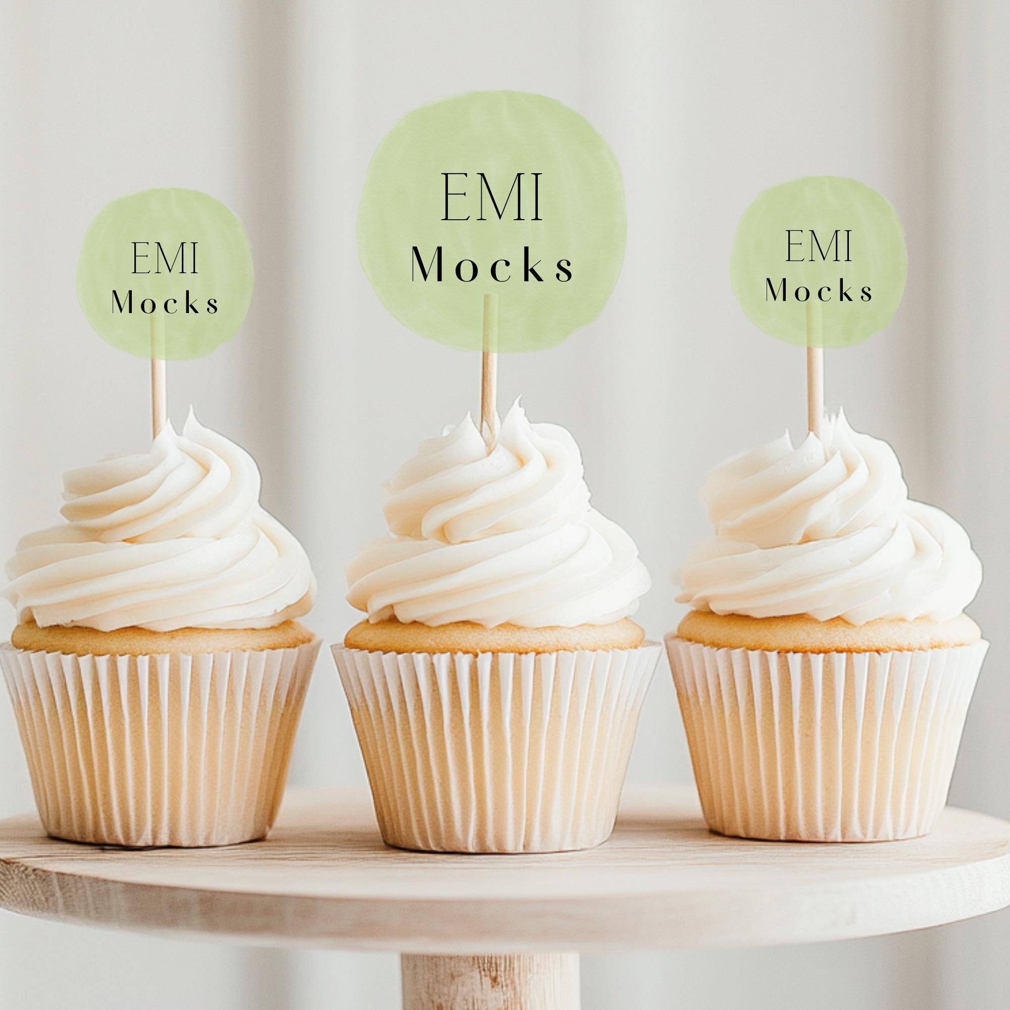 3 Cupcake Topper Mockup - Cupcake Mockup - Topper Mockup - Circle ...