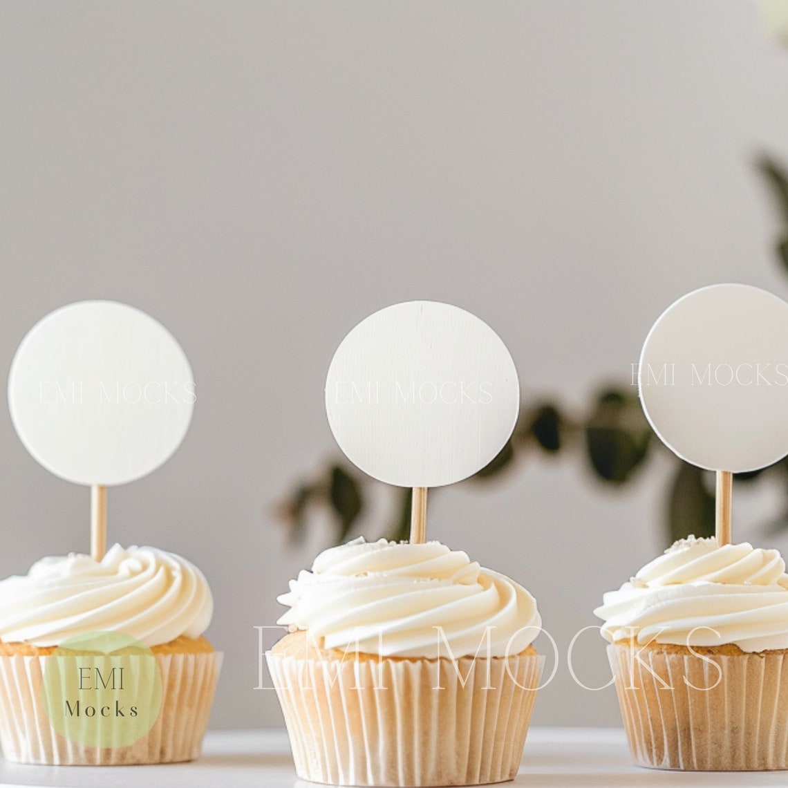 3 Cupcake Topper Mockup - Cupcake Mockup - Topper Mockup - Circle ...
