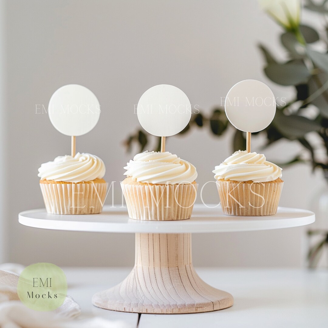 3 Cupcake Topper Mockup - Cupcake Mockup - Topper Mockup - Circle ...