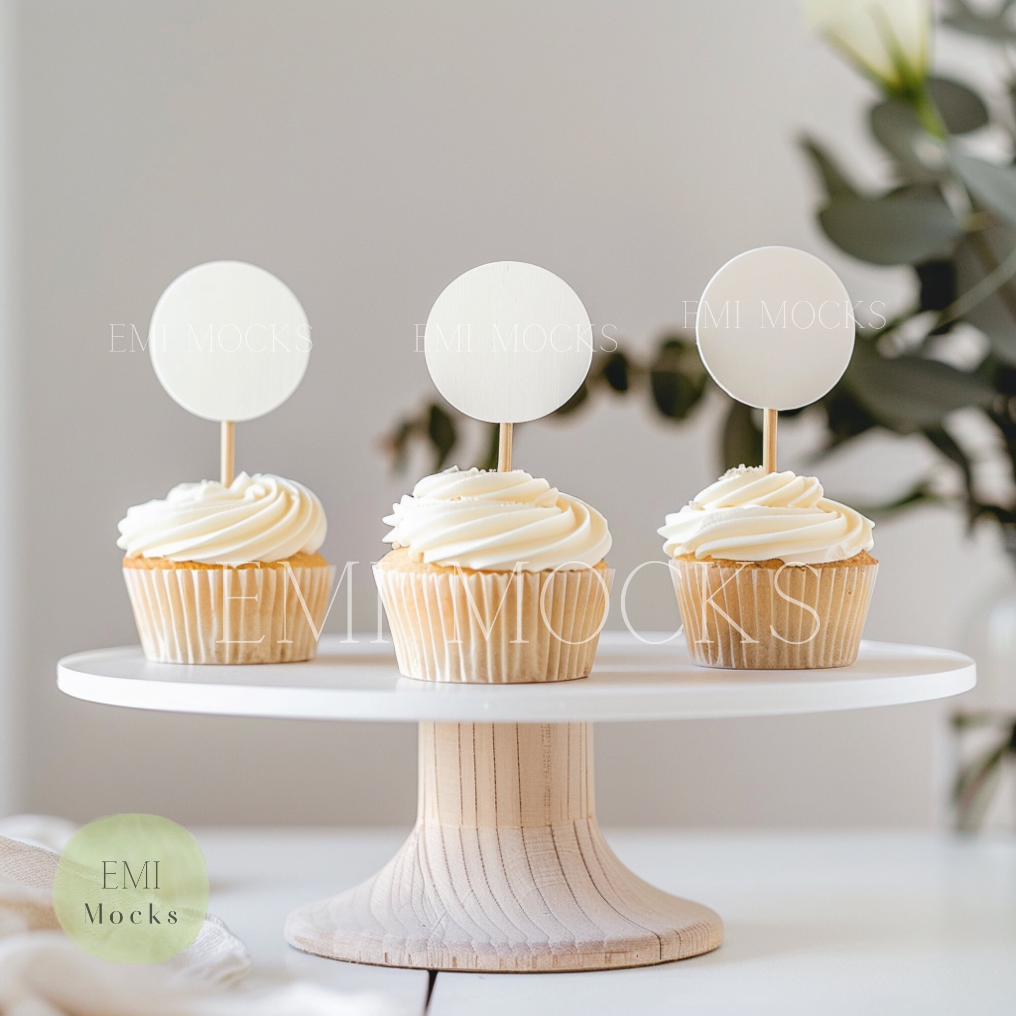 3 Cupcake Topper Mockup - Cupcake Mockup - Topper Mockup - Circle ...