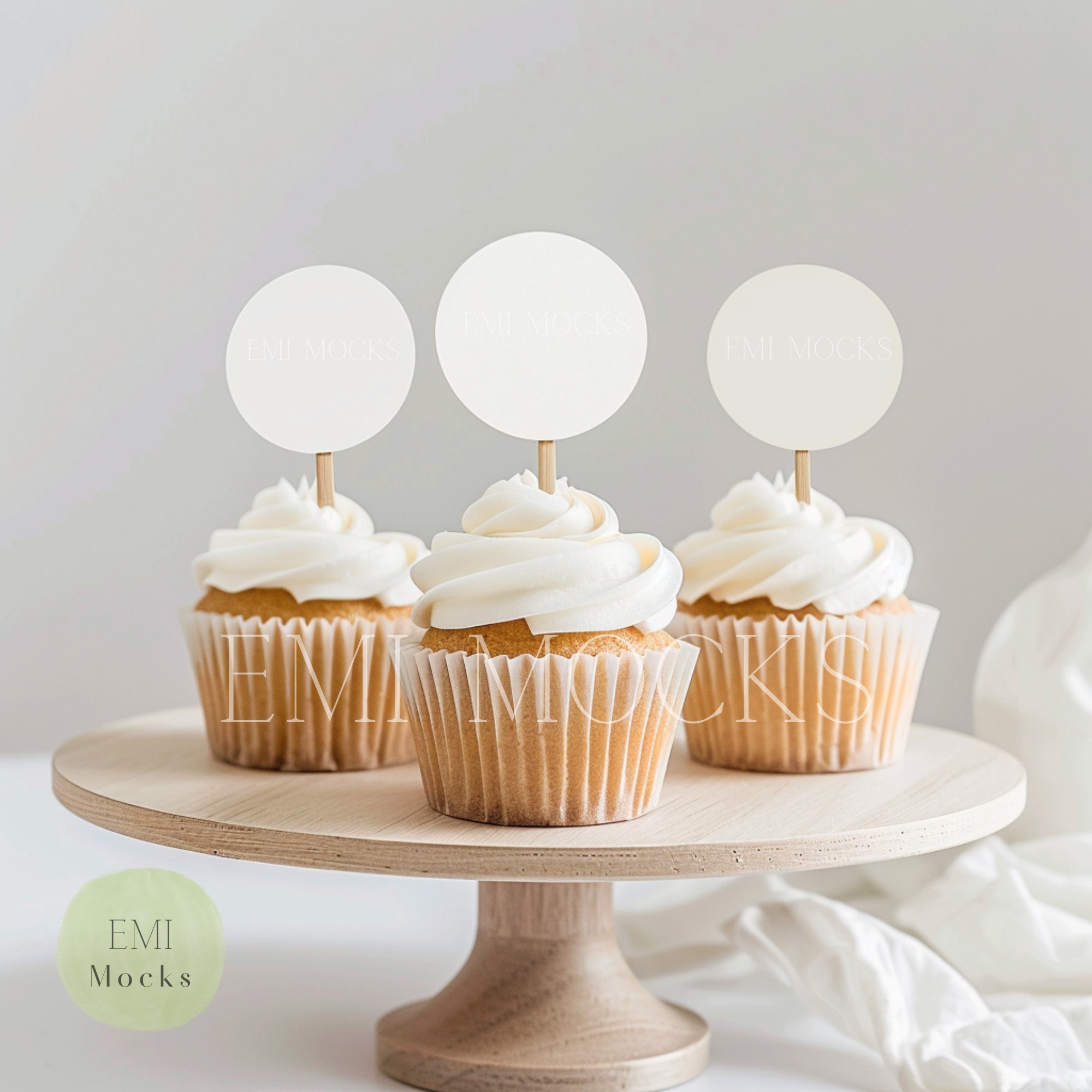 3 Cupcake Topper Mockup - Cupcake Mockup - Topper Mockup - Circle ...