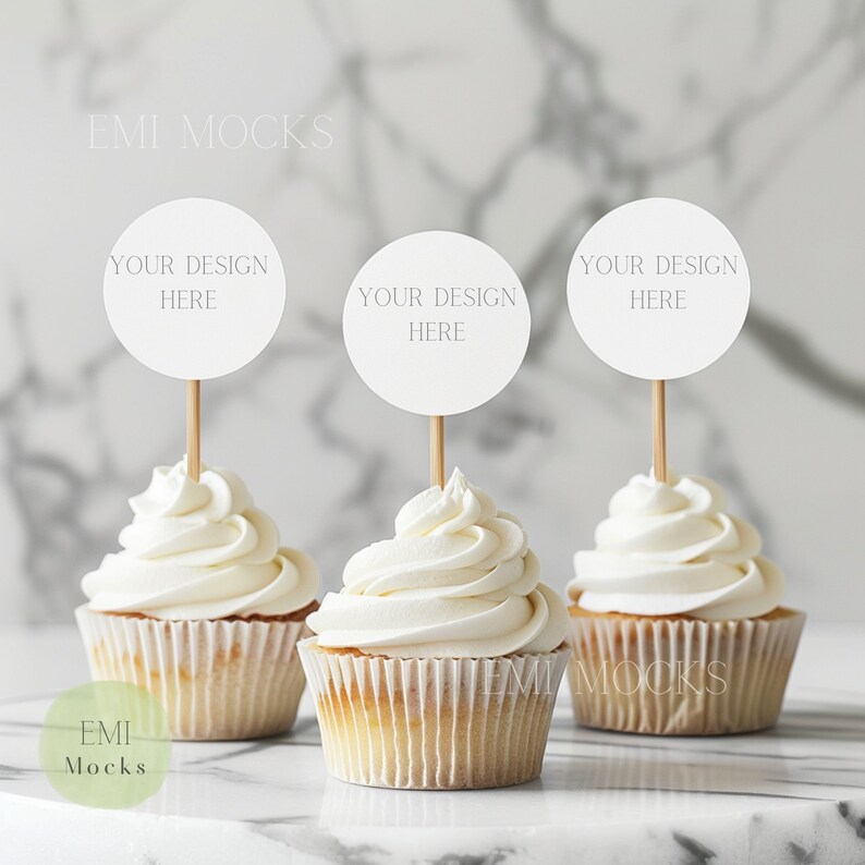 3 Cupcake Topper Mockup - Cupcake Mockup - Topper Mockup - Circle ...