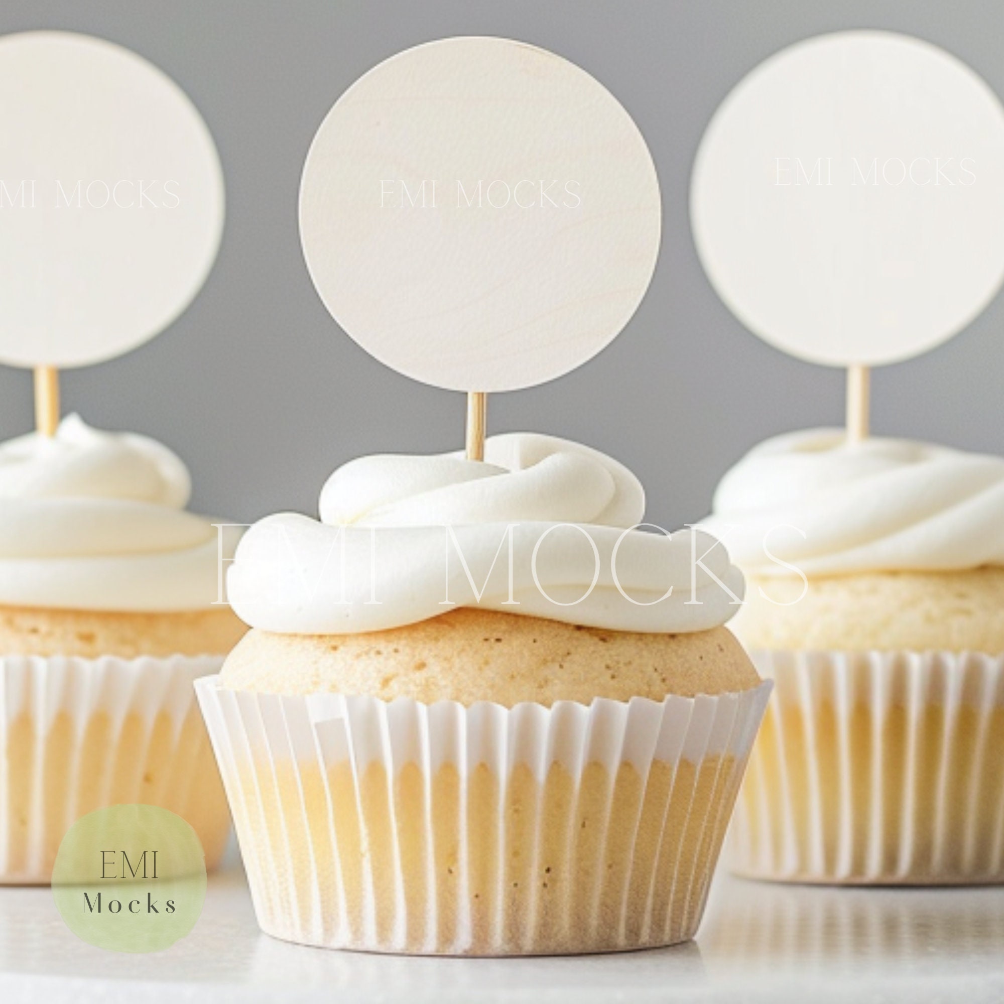 3 Cupcake Topper Mockup - Cupcake Mockup - Topper Mockup - Circle ...