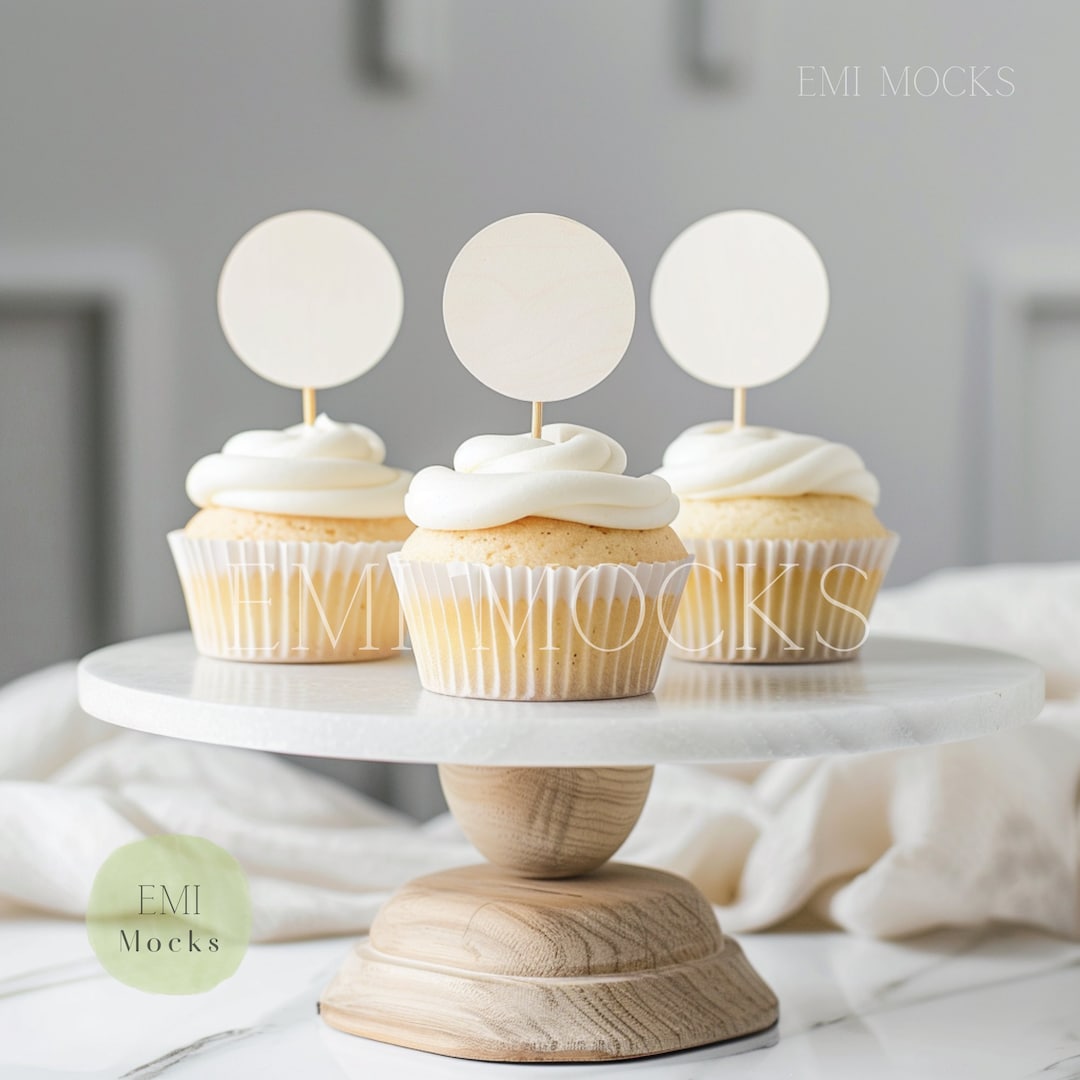 3 Cupcake Topper Mockup - Cupcake Mockup - Topper Mockup - Circle ...