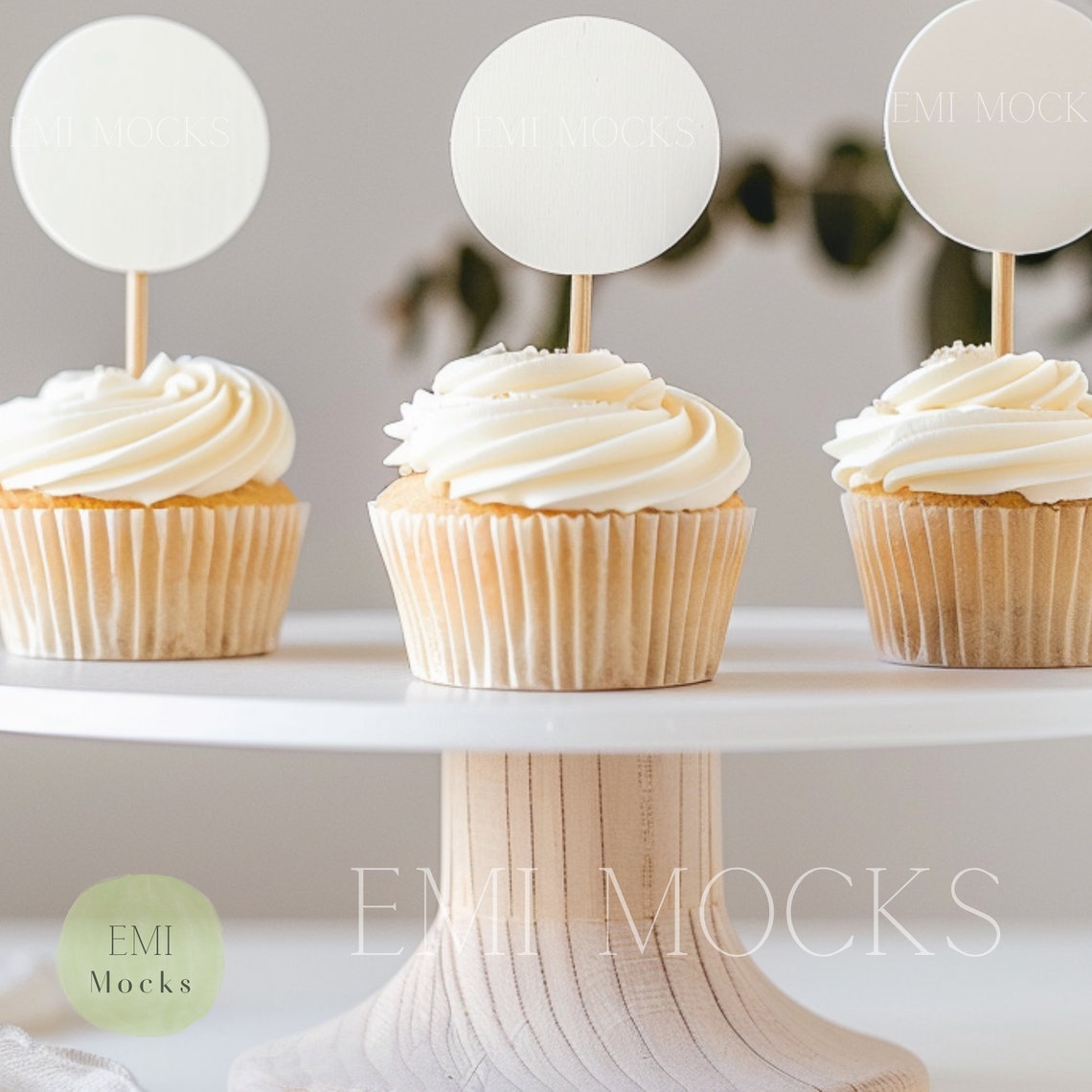 3 Cupcake Topper Mockup - Cupcake Mockup - Topper Mockup - Circle ...