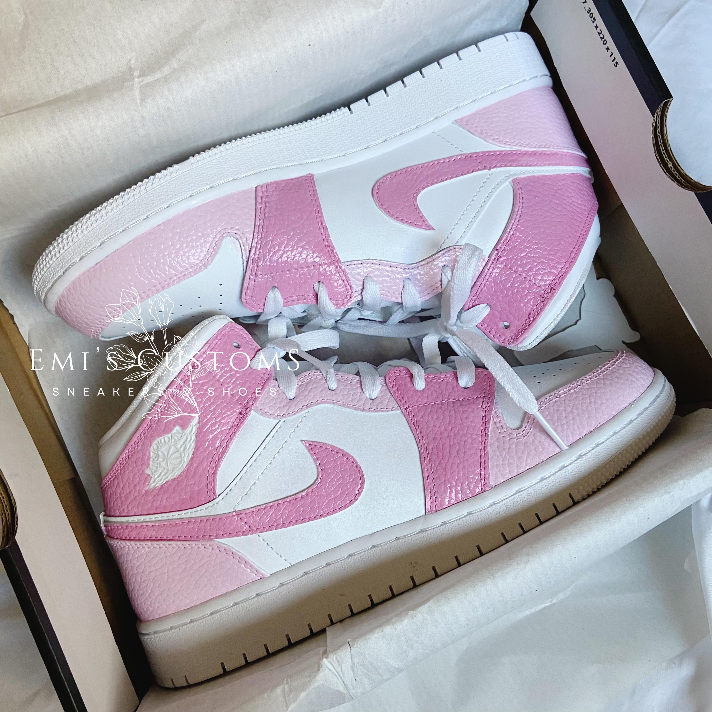 Custom Nike Air Jordan 1 Mid Sneakers - Hot Pink Block Pastel Purple - Etsy