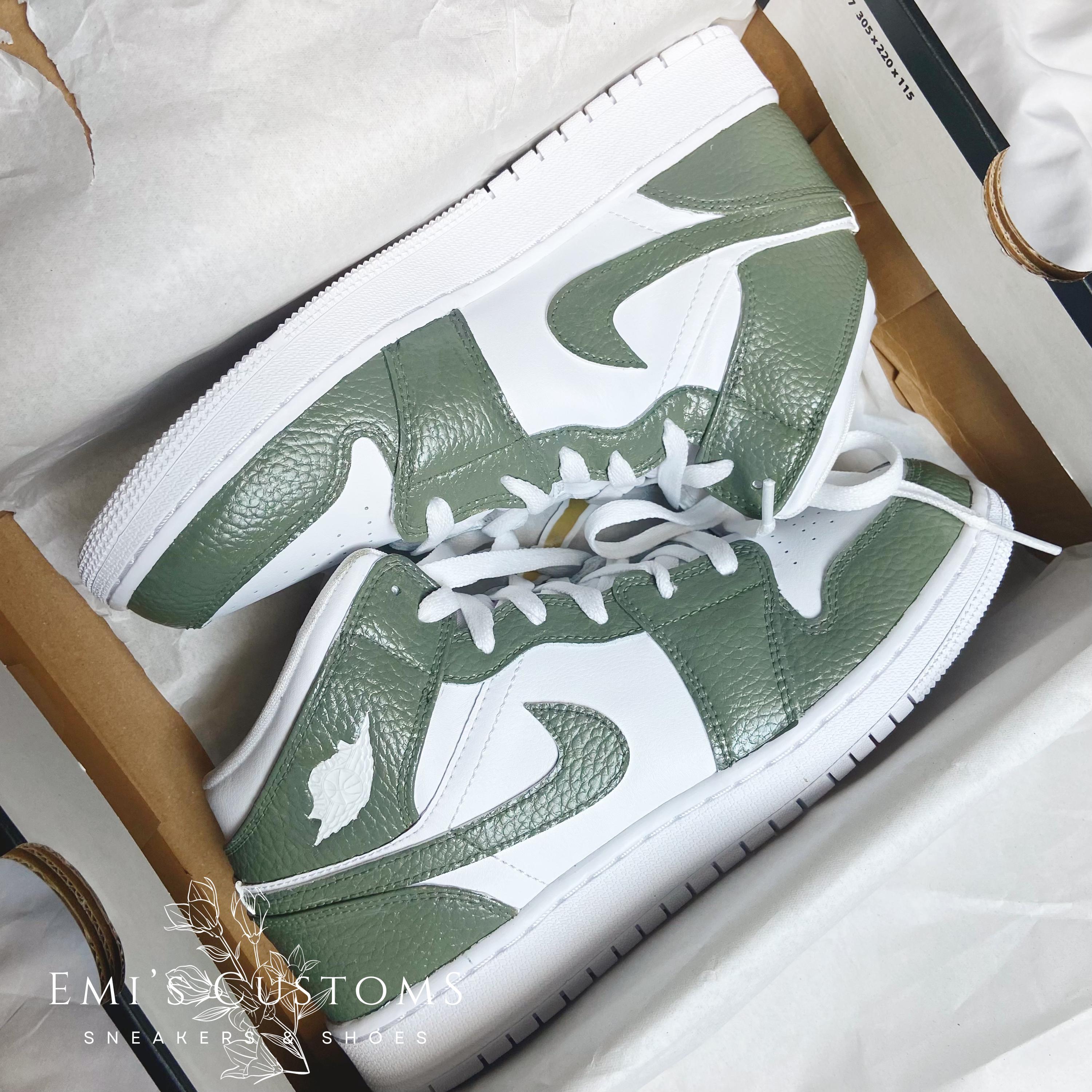 Custom Nike Air Jordan 1 Mid Sneakers - Dark Forest Olive Sage Green - Etsy