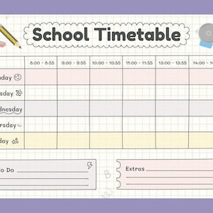 School Timetable - Etsy