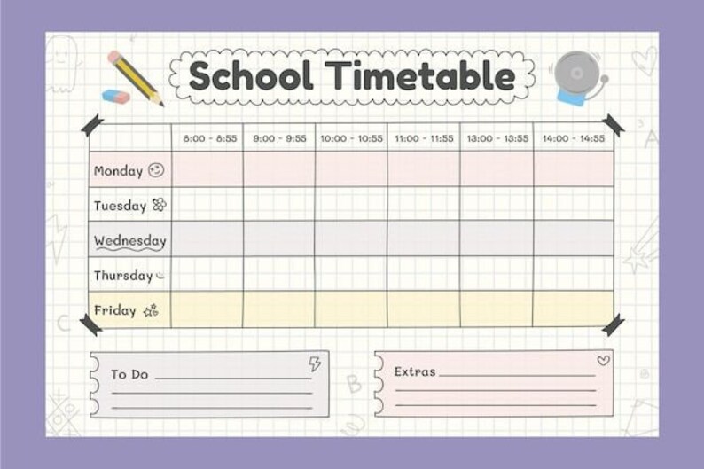 School Timetable - Etsy