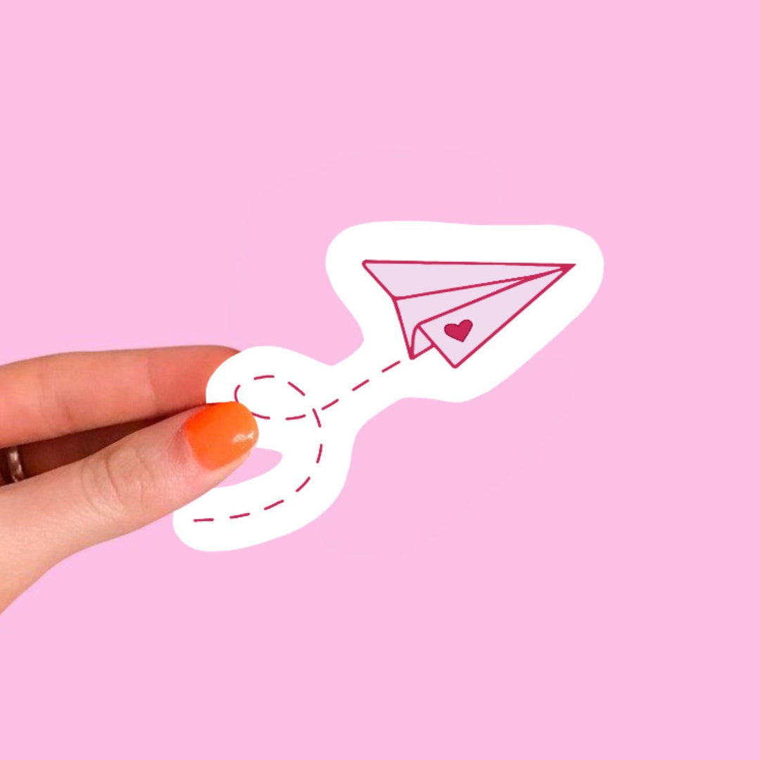 Paper Airplane Sticker, Love Note Stickers, Pink Stickers, Waterproof ...