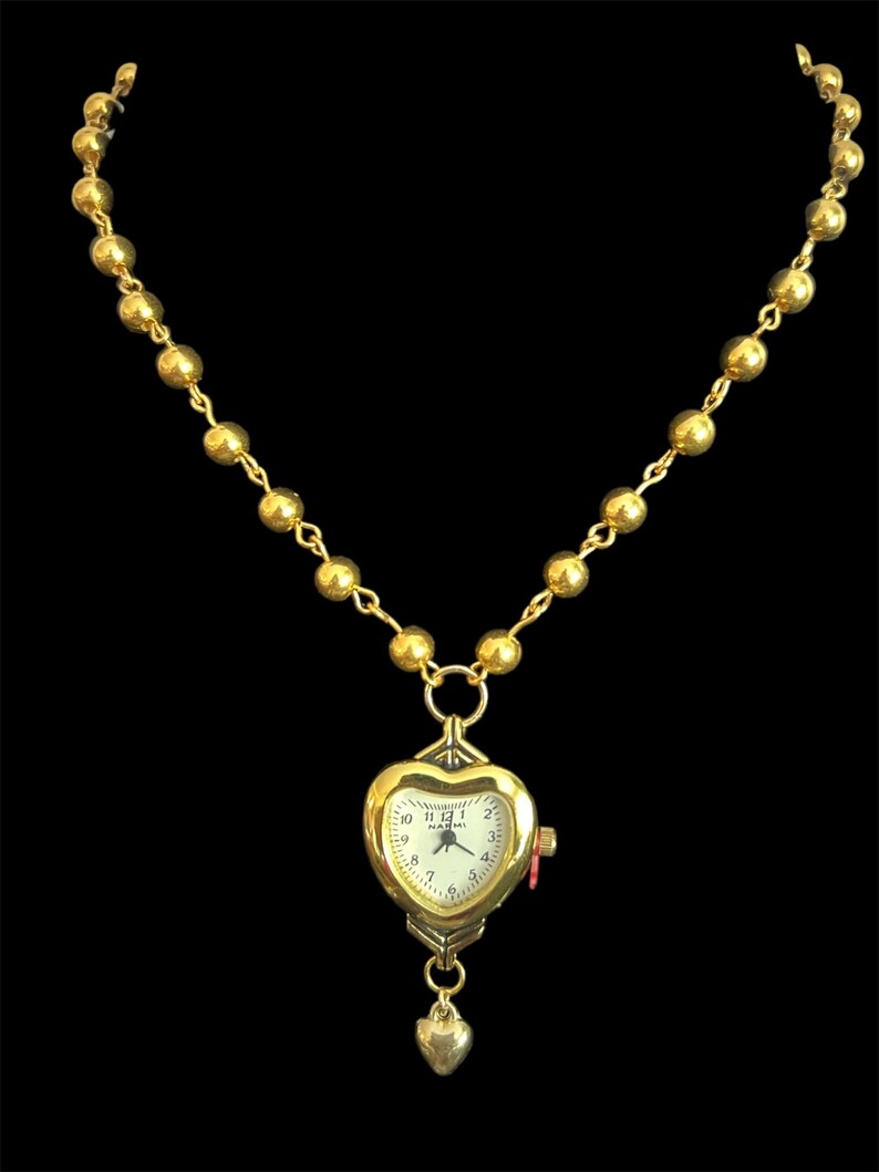 Gold Heart Watch Clock Necklace Choker - Etsy