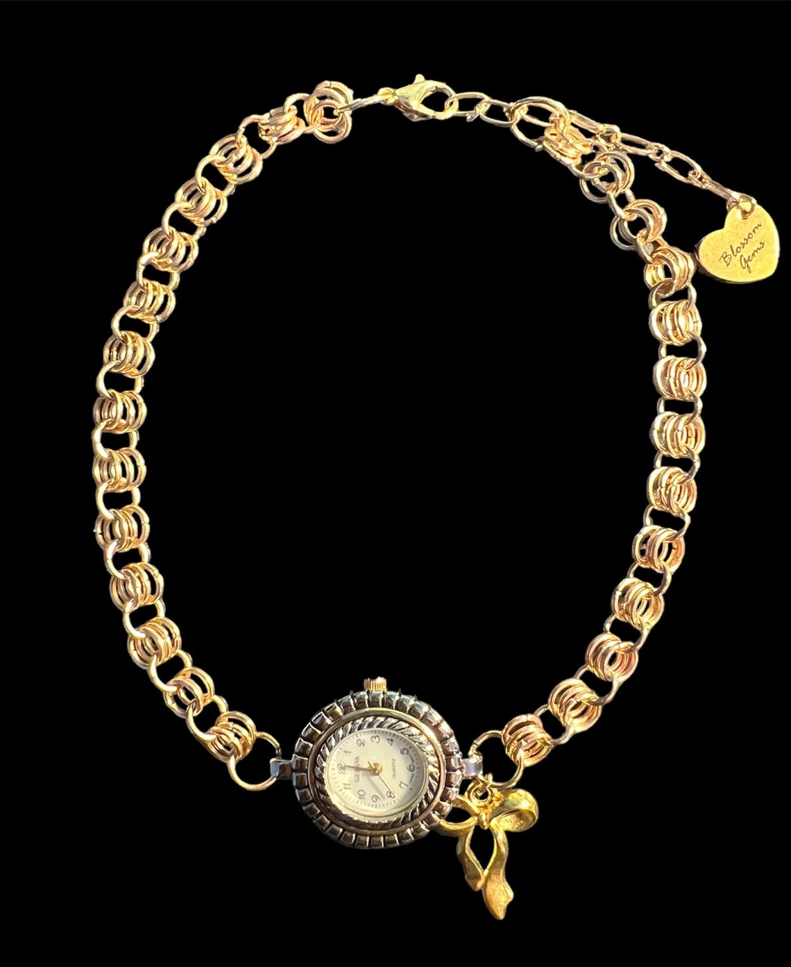 18k Gold Plated and Silver Watch Clock Necklace - Etsy