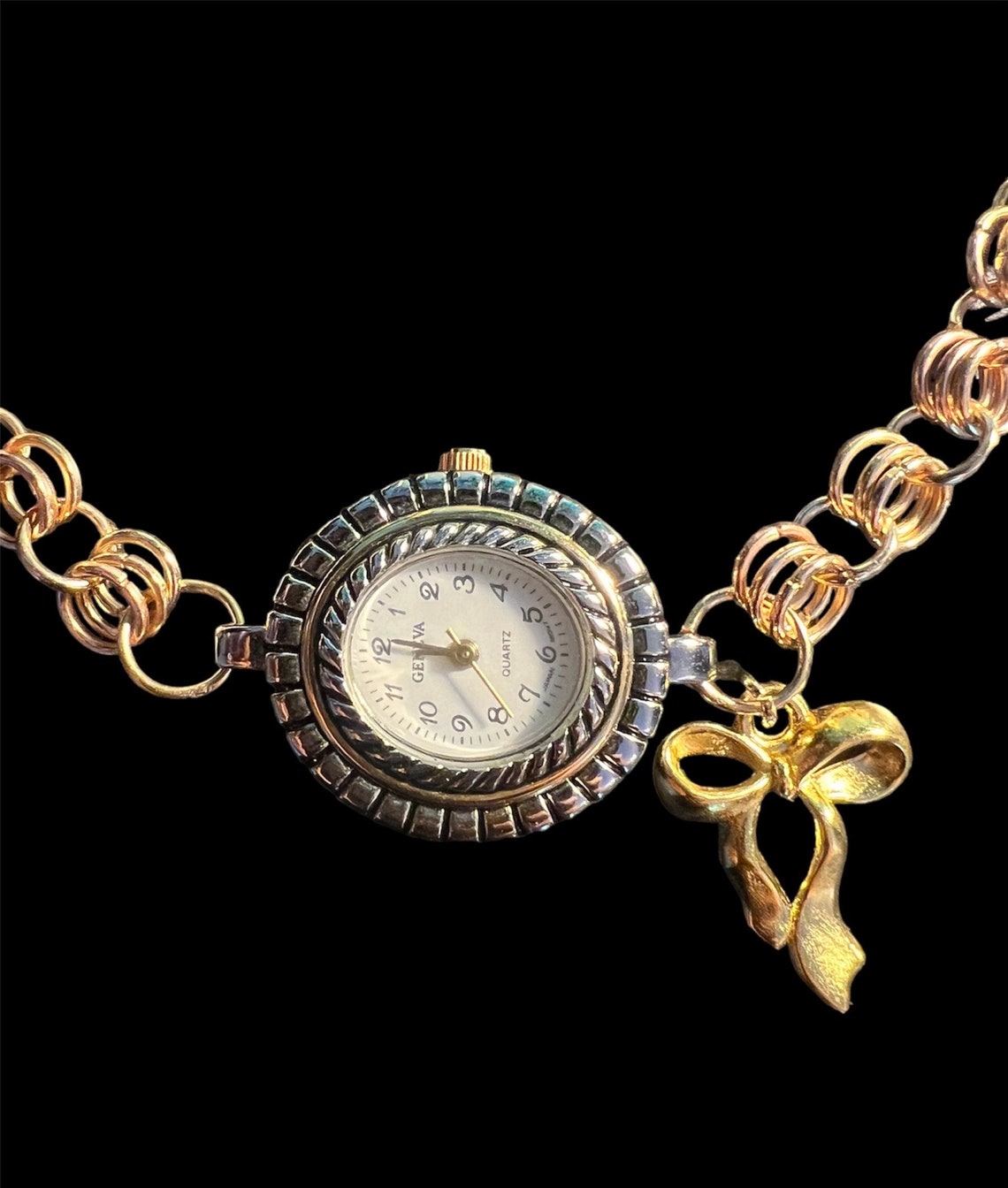 18k Gold Plated and Silver Watch Clock Necklace - Etsy