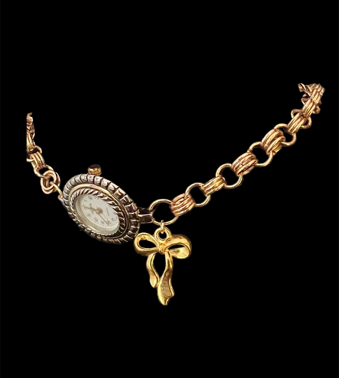 18k Gold Plated and Silver Watch Clock Necklace - Etsy