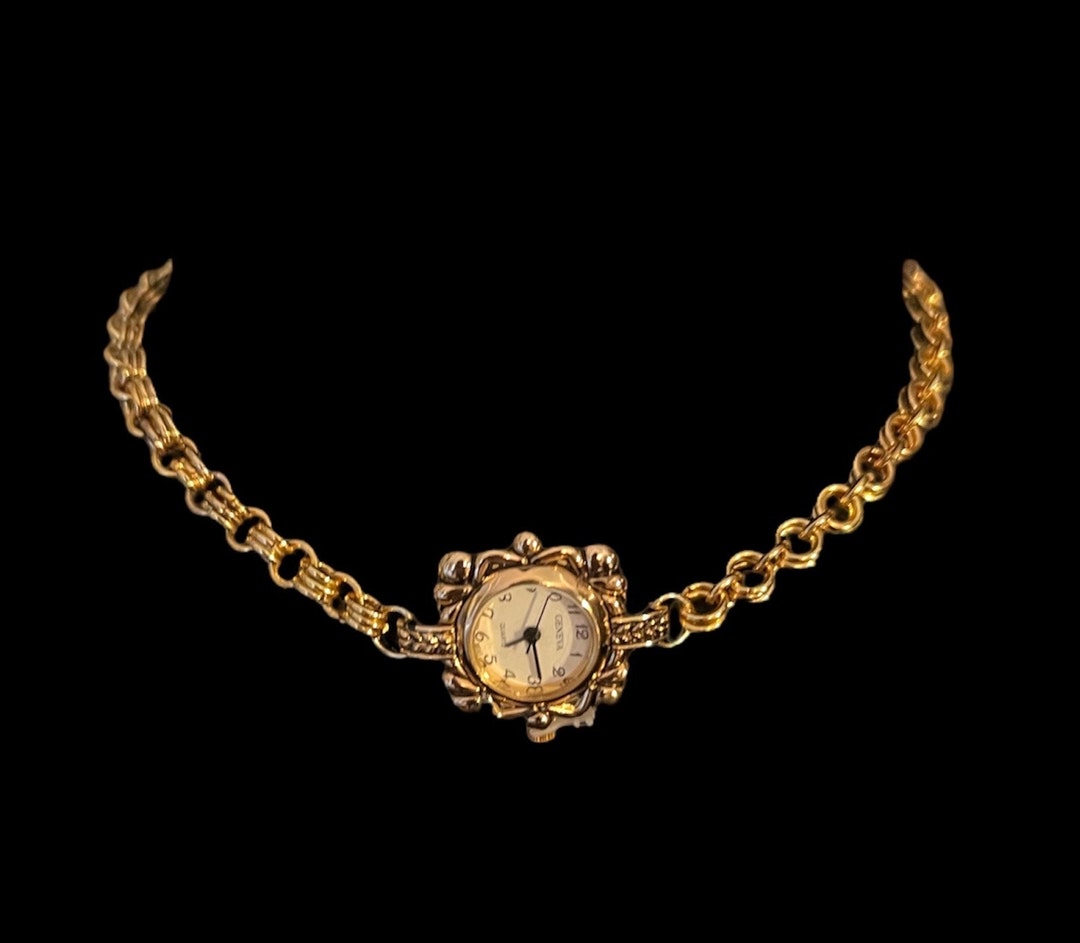 18k Gold Plated Handmade Chainmail Watch Choker Necklace - Etsy