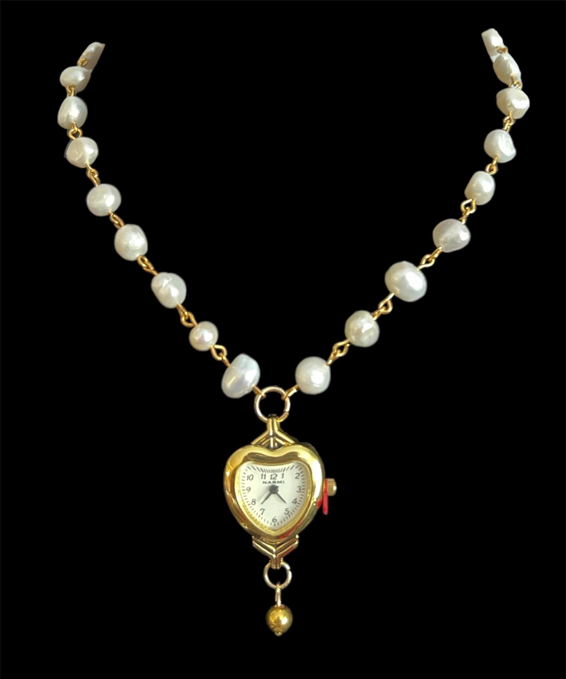 Gold Heart Watch Clock Necklace Choker - Etsy