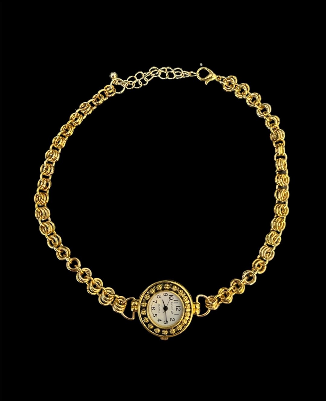 18k Gold Plated Handmade Chainmail Watch Choker Necklace - Etsy