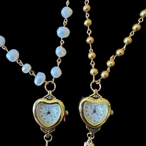 Gold Heart Watch Clock Necklace Choker - Etsy