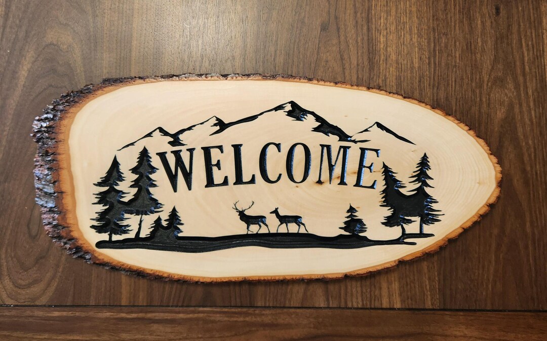 Live Edge Wood Welcome Sign - Etsy