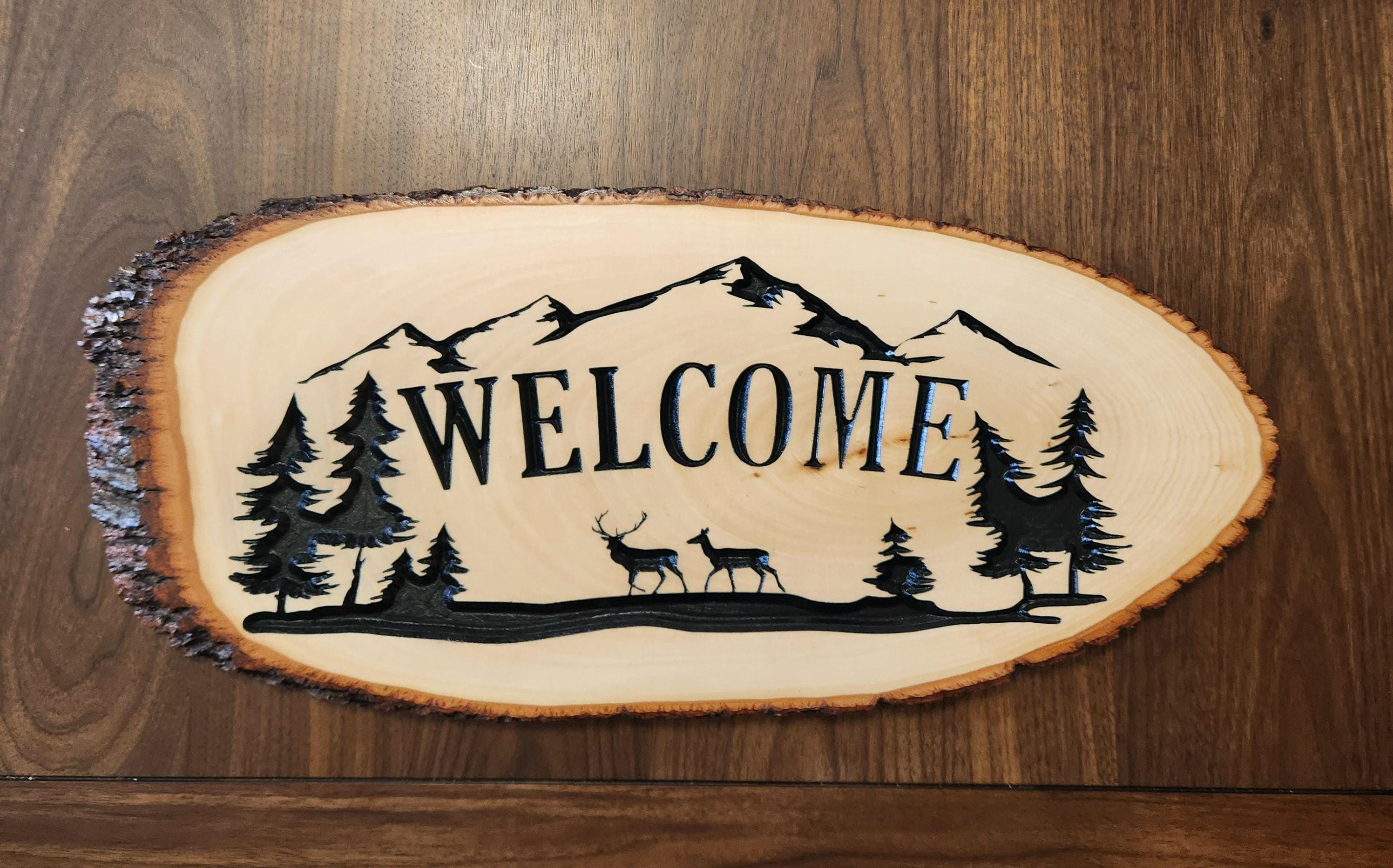 Live Edge Wood Welcome Sign - Etsy