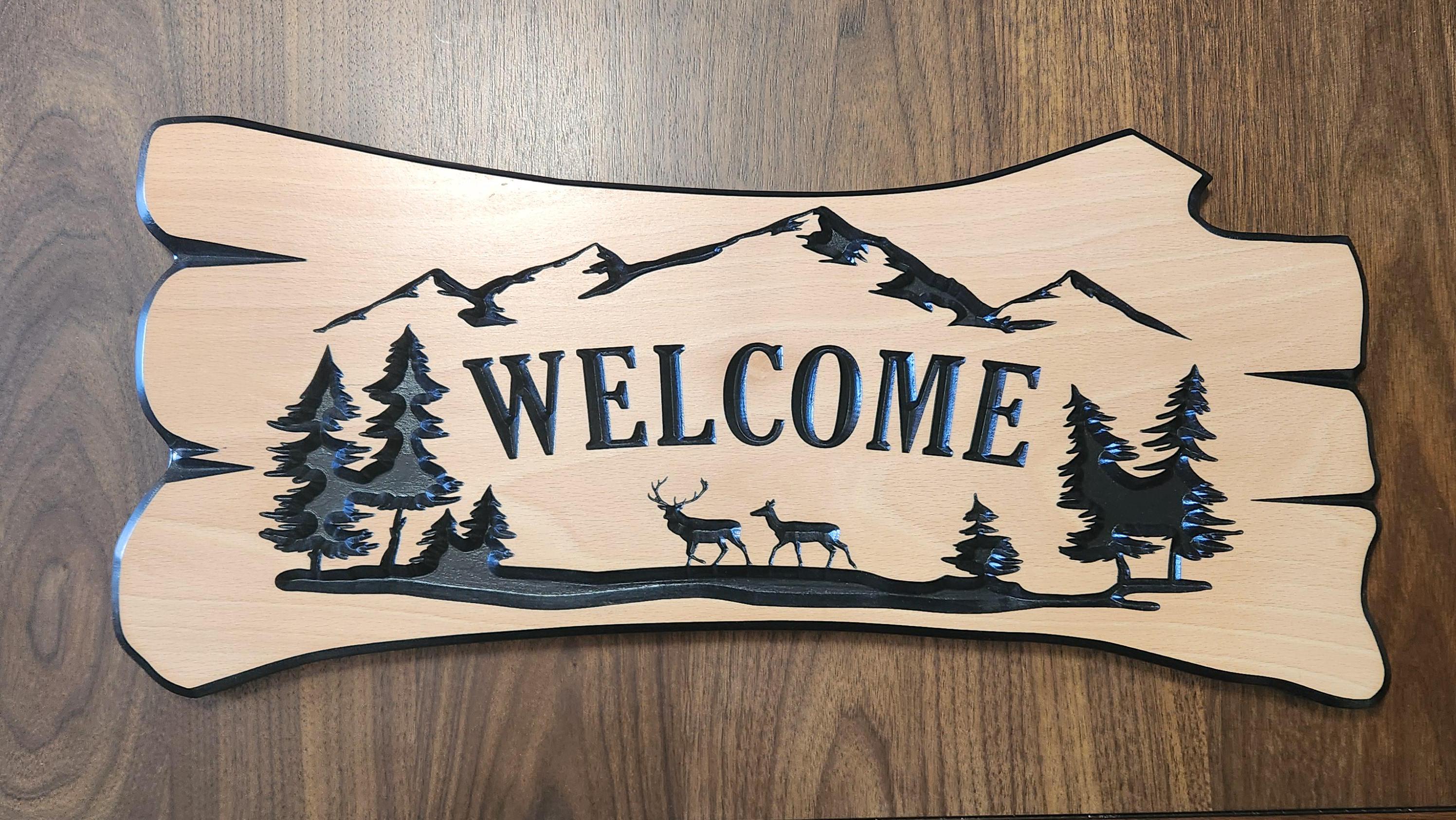 Rustic Mountain Welcome Porch Sign - Etsy