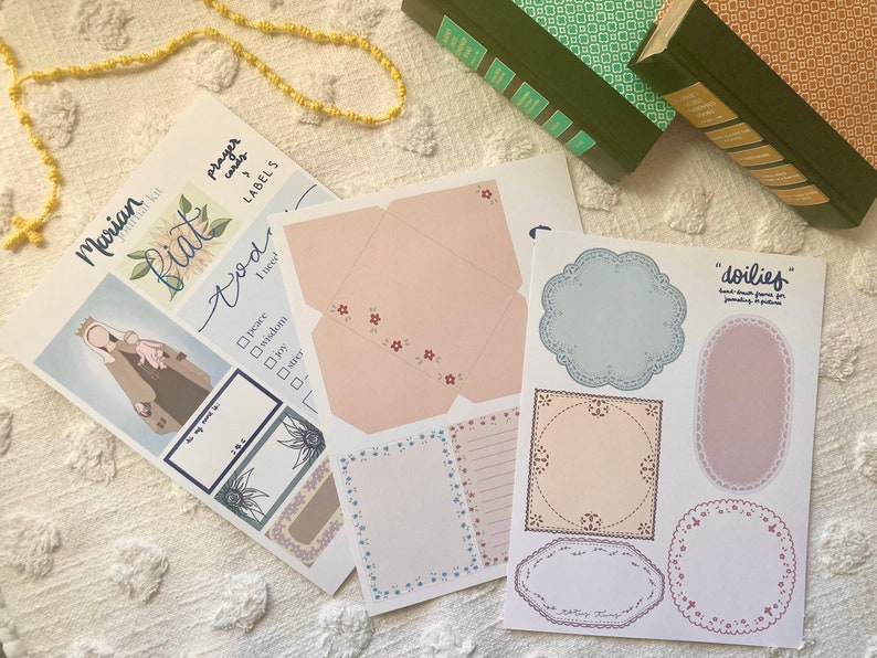 Marian Journaling Kit, DIGITAL Catholic Printable Ephemera for Journals ...