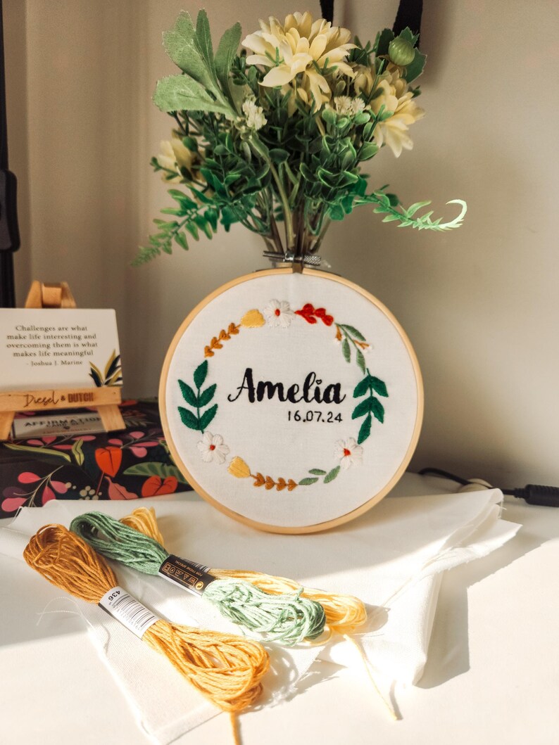 Birth Announcement Nursery Decor Gifts Personalized Custom Name Hoop ...