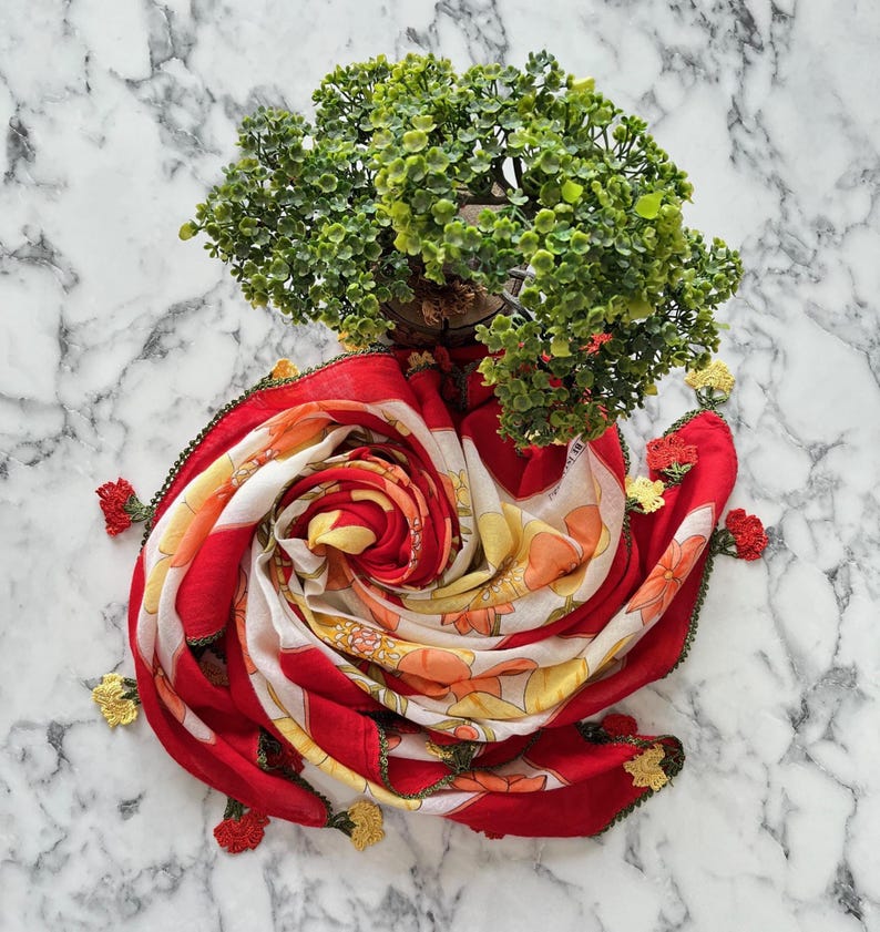 Traditional Turkish Oya Scarf Flower Crochet Oya Lace Flower Scarf ...