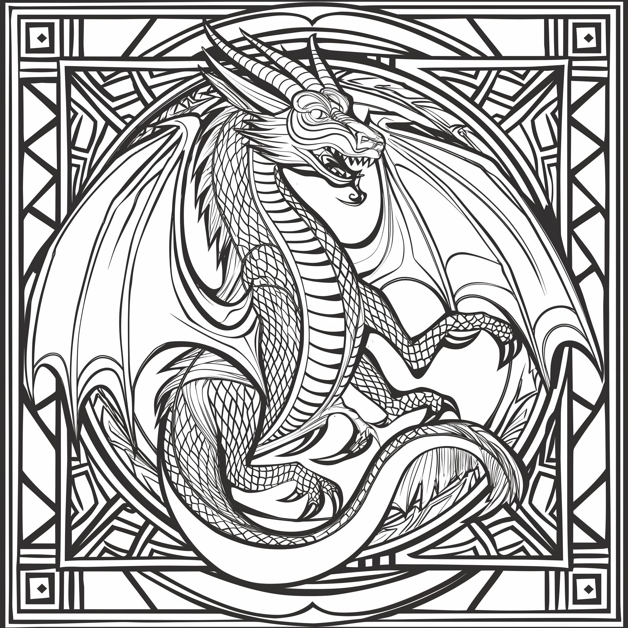 Dragon Realm Coloring Collection Bundle of 5 Fantasy Digital Coloring ...