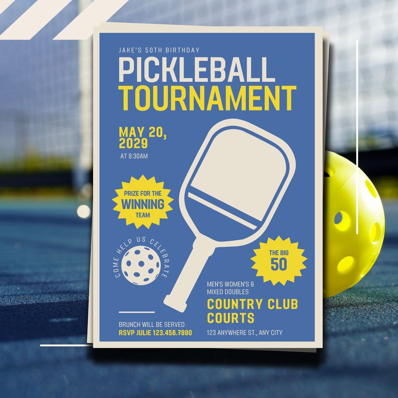 Pickle Ball Birthday Party Invitation, Pickle Ball Court, Pickle Balls ...