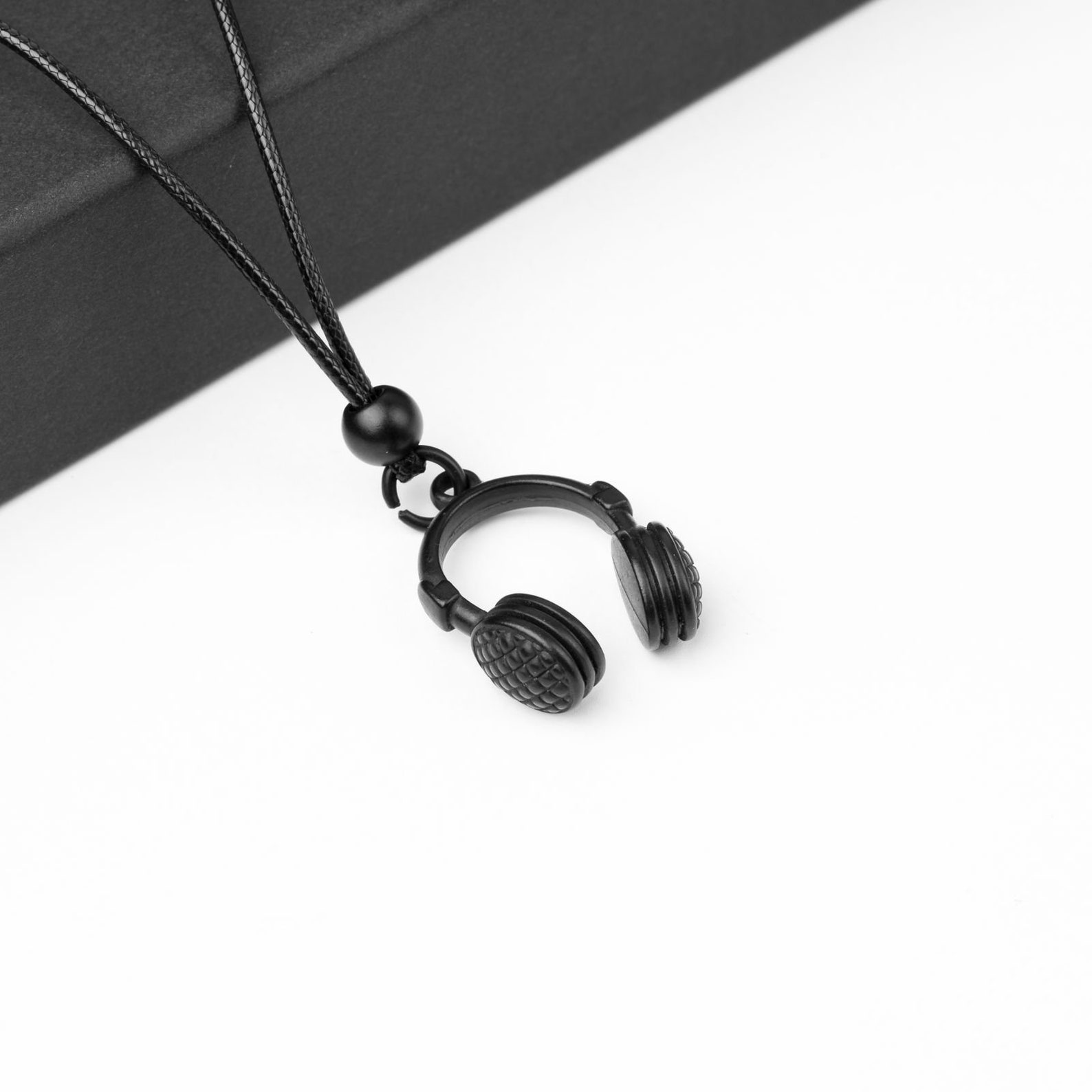 Headphone Pendant Black Minimalist Necklace Cord With Pendant -gift for ...