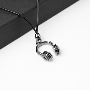 Headphone Pendant Black Minimalist Necklace Cord With Pendant -gift for ...