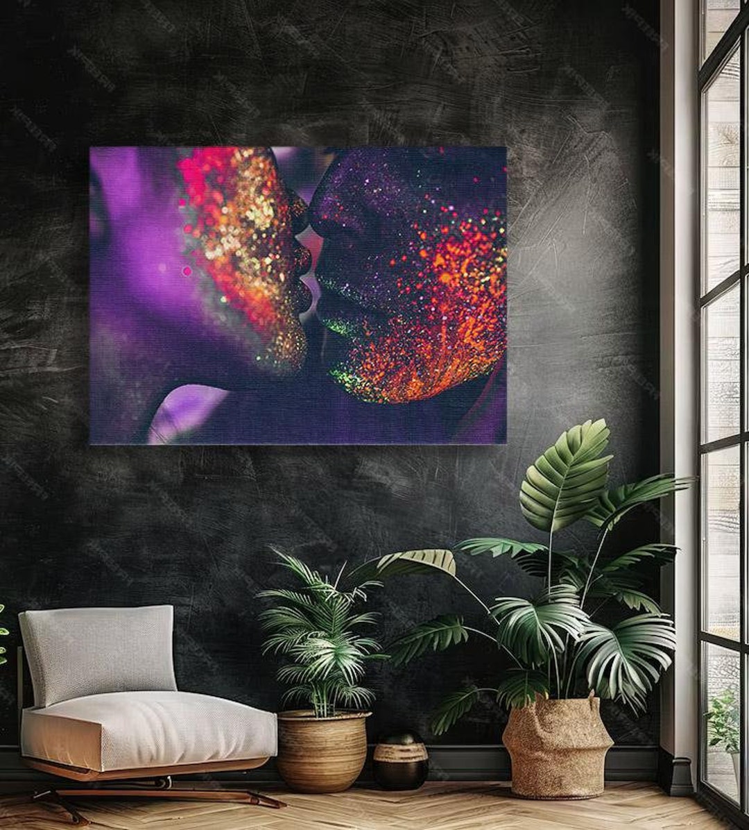 3d Effect Kissing Couple, 3d Effect Art, Abstract Art, Couple Gift Art ...