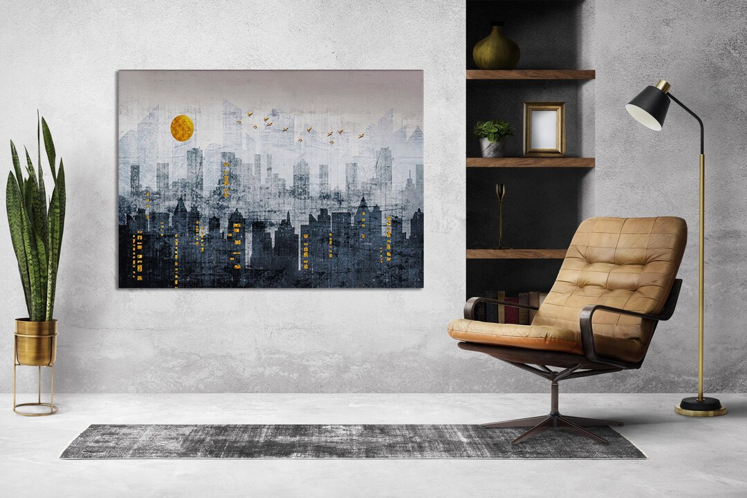 Abstract City Wall Art, City Landscape, City Scene Wall Art, Abstract ...