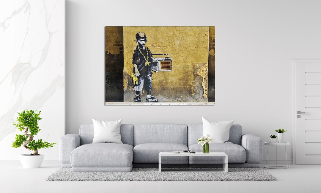 Painting Canvas Art, Banksy Boy Art Canvas, Hip Hop Banksy Wall Art ...