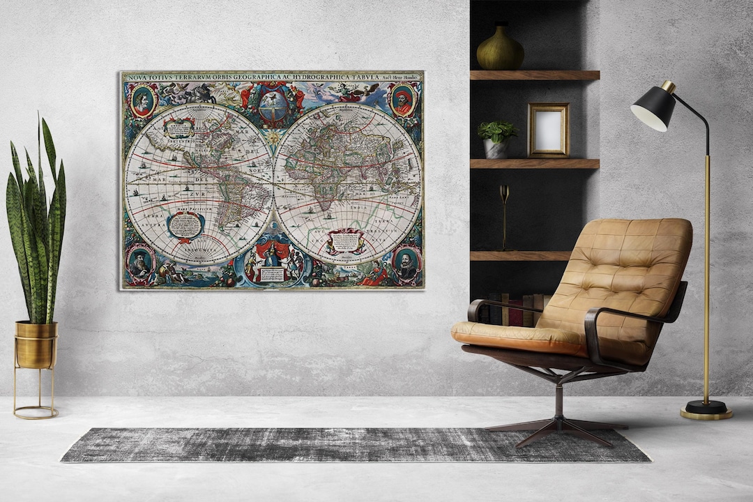 Antique World Map Wall Art, School Poster, Map Poster, Old World Map ...