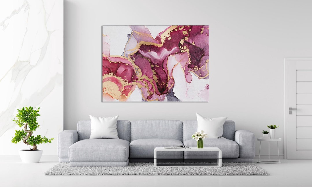 Pink Marble Painting, Marble Glass Wall Art, Pink Marble Glass Art ...