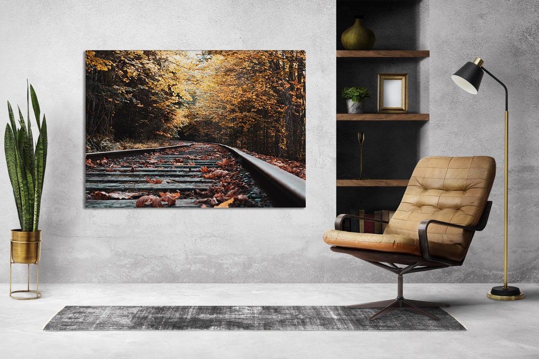 Railroad Tracks, Train Tracks Canvas, Autumn Wall Art, Autumn Canvas ...