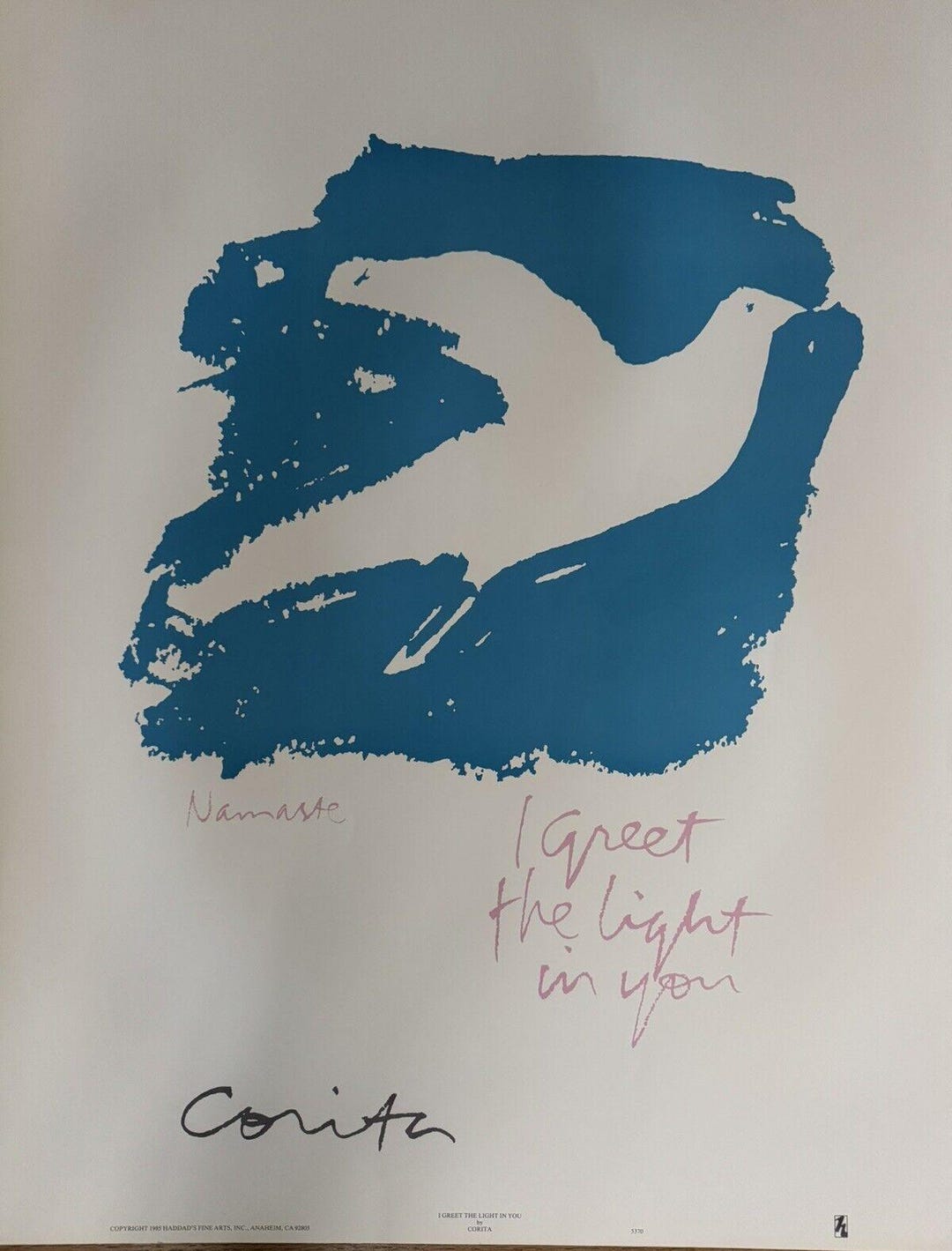 Famous Corita Kent Namaste. I Greet the Light in Youvintage Bird Print ...