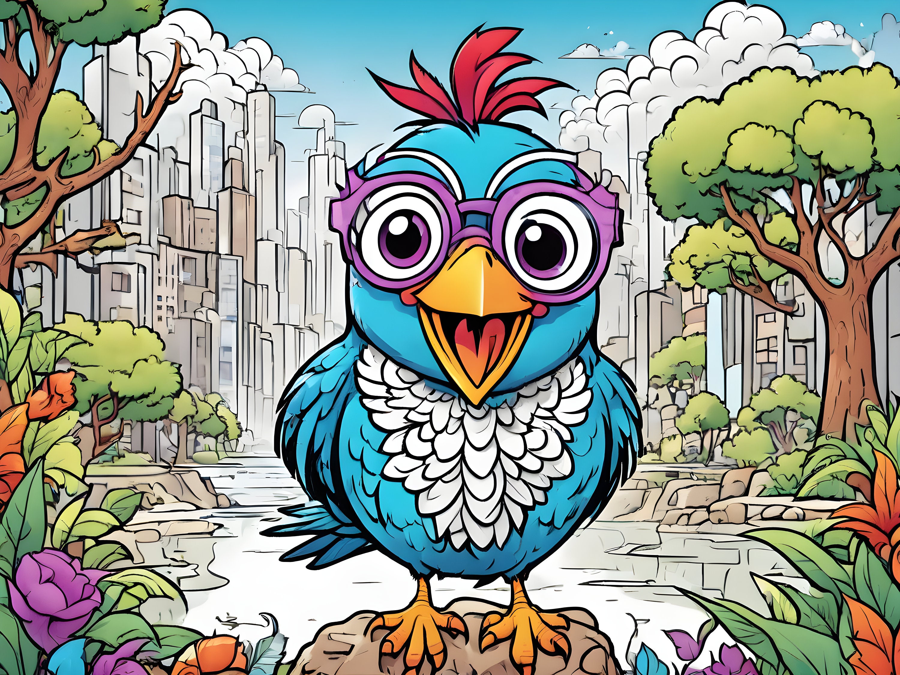 Feathered FUN: 55 Whimsical Bird Coloring Pages for All Ages - Etsy