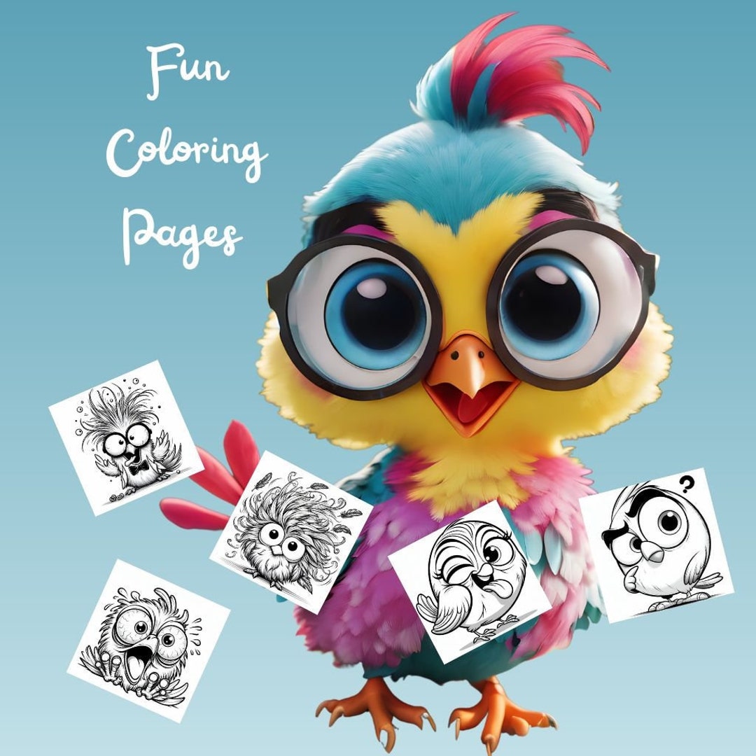 Feathered FUN: 55 Whimsical Bird Coloring Pages for All Ages - Etsy