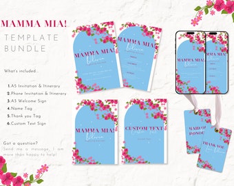 Mamma Mia! Hens Party Bachelorette Weekend A5 Invitation & Itinerary ...