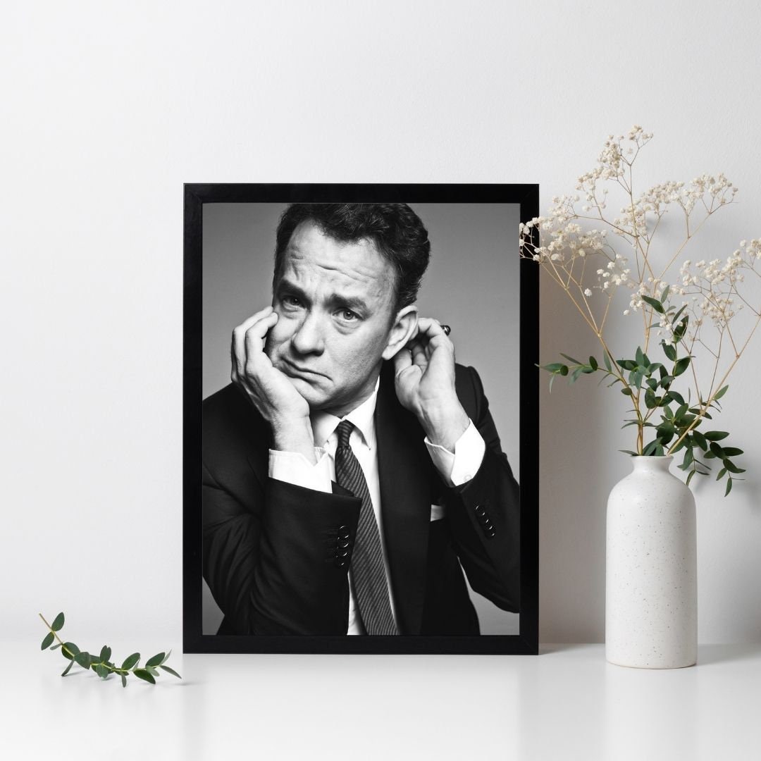 Tom Hanks Black & White Print in Solid Black Frame, Photography Framed ...