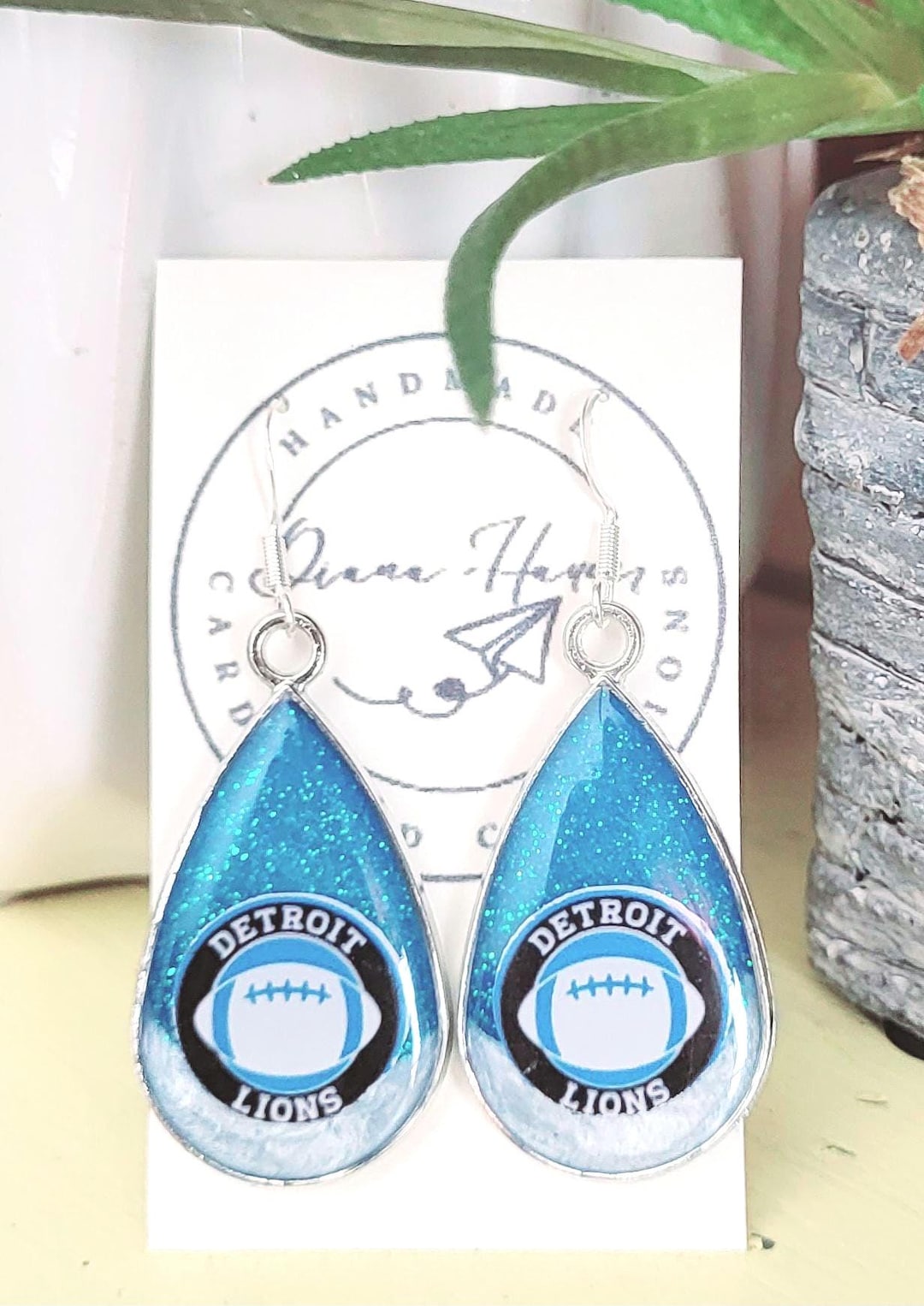 Detroit Lions Earrings, Lions Earrings, Handmade Earrings, Earrings for ...