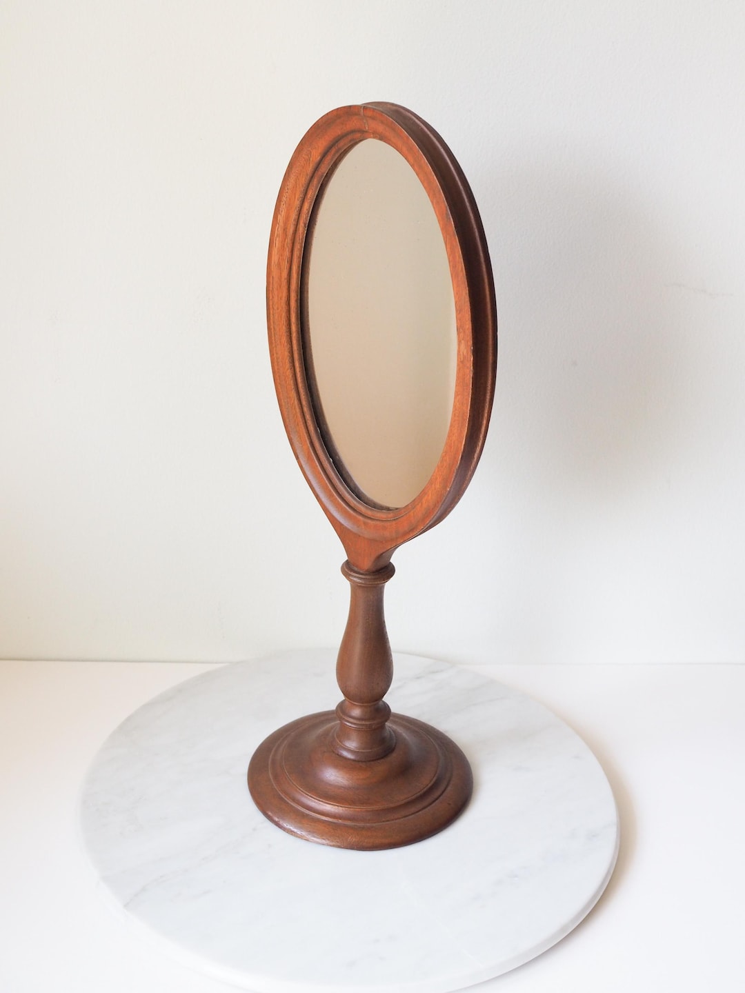 Vintage Victorian Tabletop Oval Pedestal Mirror - Etsy