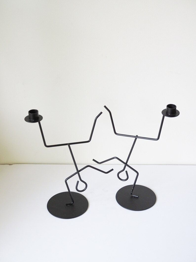 Vintage Post Modern Wrought Iron Stick Figure Candlestick Holders - Etsy